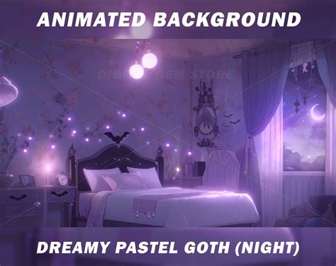 Animated Vtuber Background For Twitch Pastel Goth Room Night Dreamy