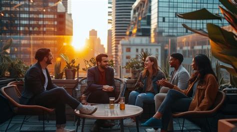 Free Rooftop Evening Gathering Image Friends Rooftop Sunset