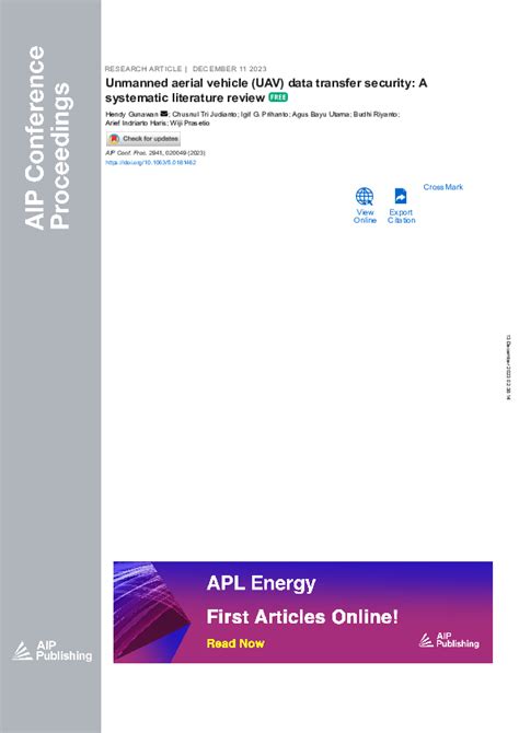 Pdf Unmanned Aerial Vehicle Uav Data Transfer Security A Systematic Literature Review