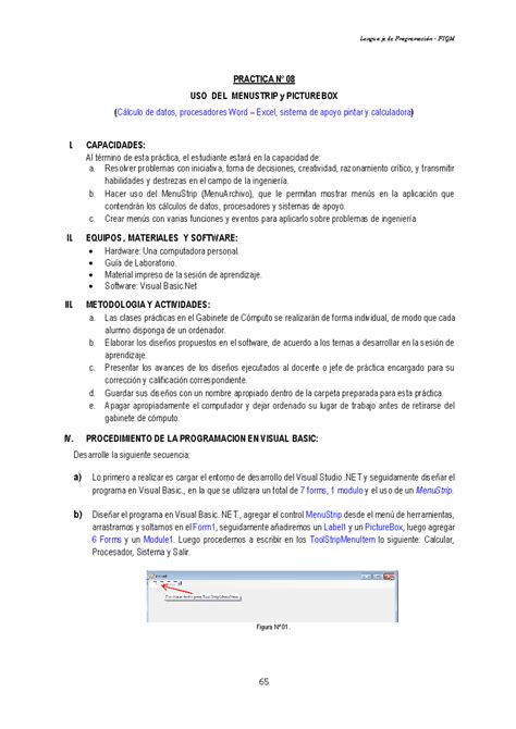 S8 Programa 7 Menú Menu Strip Picture Box Practica Nº 08 Uso Del Menustrip Y Picturebox