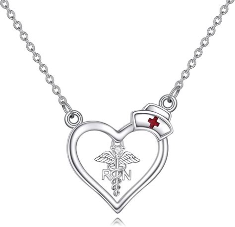 Mysticpoem Nurse Necklace For Women Sterling Silver Stethoscopenurse