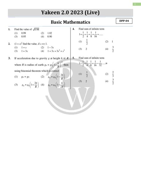 Basic Mathematics Dpp 04 Pdf Mathematics Mathematical Analysis
