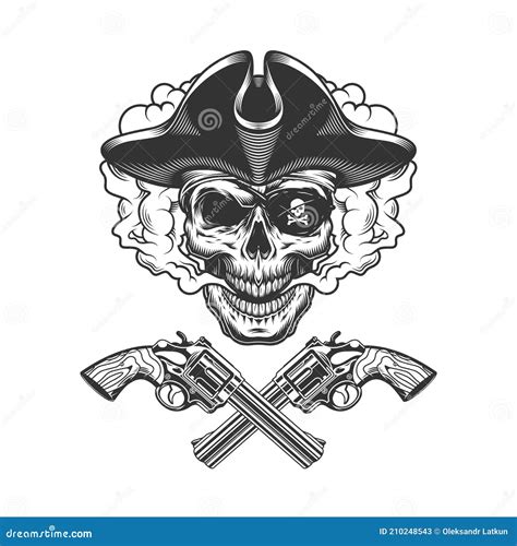 Vintage Pirate Skull With Eye Patch Stock Vector Illustration Of