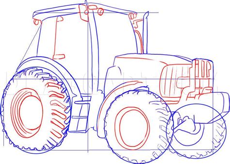 How To Draw A Tractor Step By Step Drawing Guide By Dawn Tractors Drawing Tutorial Guided