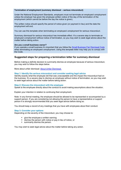 Misconduct Sample Termination Letter For Cause Pdf Template