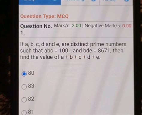 Question Type MCQ Question No Mark S StudyX