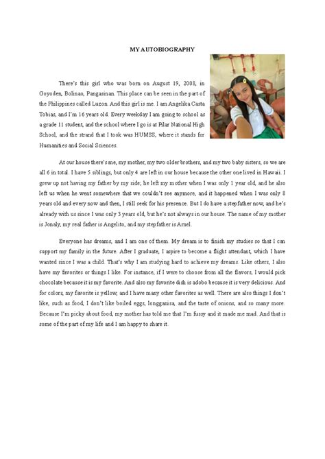 Autobiography Example Tagalog