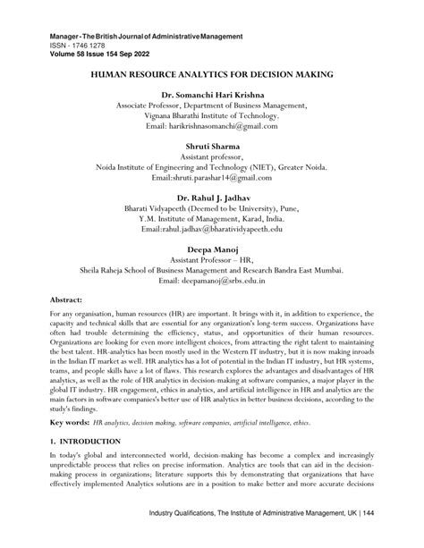 Pdf Human Resource Analytics For Decision Making