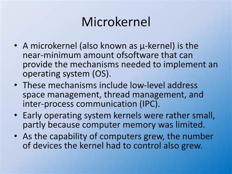 Operating System 15 Micro Kernel Based Os Pptx Operating Systems