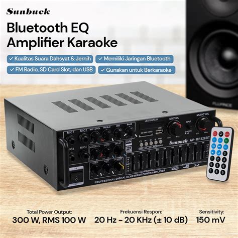 Jual Sunbuck Bluetooth Eq Amplifier Karaoke Mixer Audio Fm Av Mp326bt Equalizer Untuk Dalam