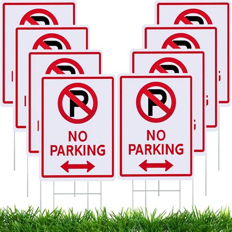 Kigley 8 Pcs No Parking Signs With H Stake 14 X 10