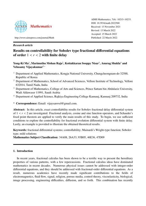 Pdf Results On Controllability For Sobolev Type Fractional