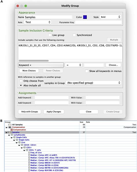 Window Configuration For Creating And Setting Sample Groups A Create