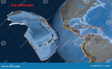 Caribbean Plate Described And Presented Topo And Bathy Stock