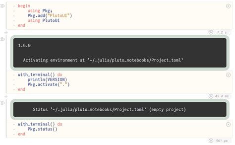 Pkg Output Doesnt Show In Plutoui Withterminal In Julia 161
