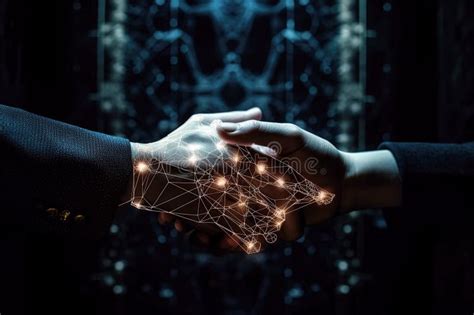 Handshake Of Human Man And Neural Networks With Artificial Intelligence