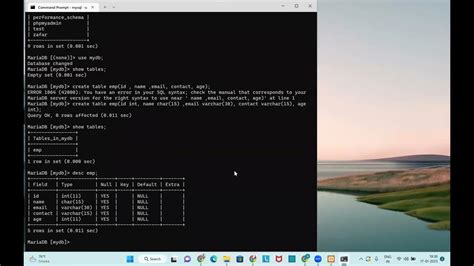 create database create table insert youtube