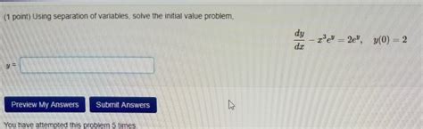 solved 1 point using separation of variables solve the