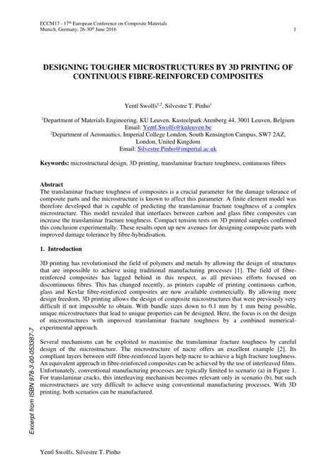 Pdf Designing Tougher Microstructures By 3d Printing Of Continuous Fibre Reinforced Composites