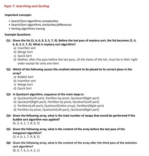 solved topic 7 searching and sorting important concepts