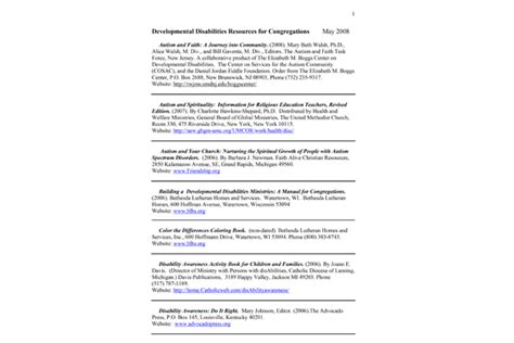 Developmental Disabilities Resources Elca Resources