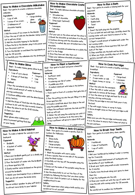 Procedural Text Examples Ten Reading Samples With Comprehension Procedural Text Writing