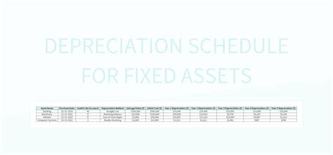 Depreciation Schedule For Fixed Assets Excel Template And Google Sheets