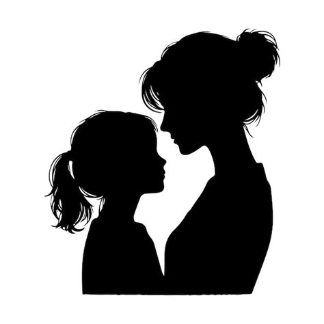 Silueta De Madre E Hija Ilustración Aislada Vectorial Vector Premium