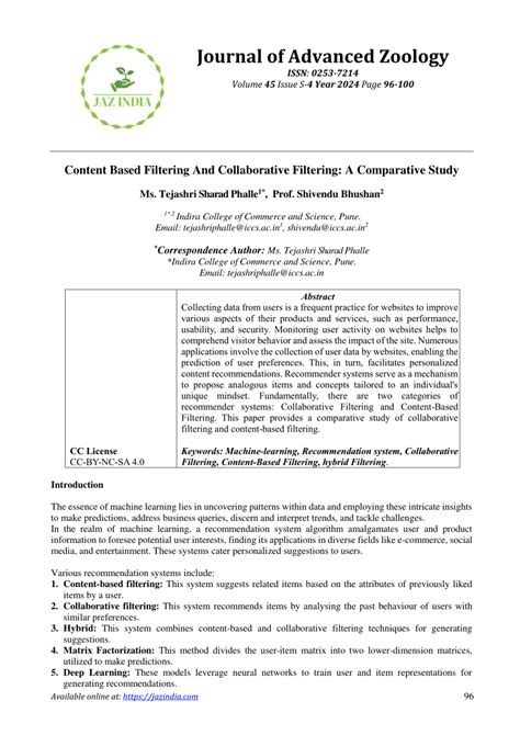 Pdf Content Based Filtering And Collaborative Filtering A
