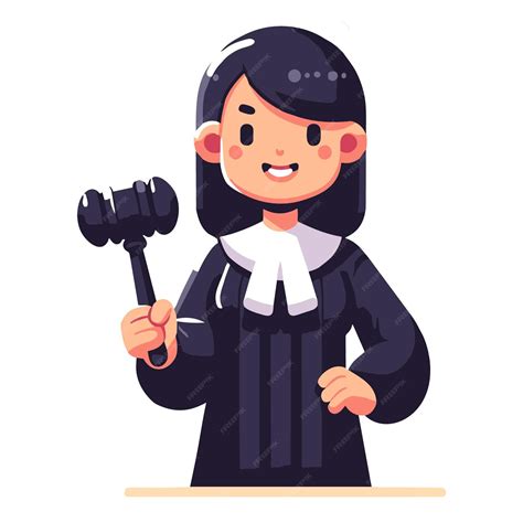 Premium Vector | Friendly female judge in robes with gavel vector ...