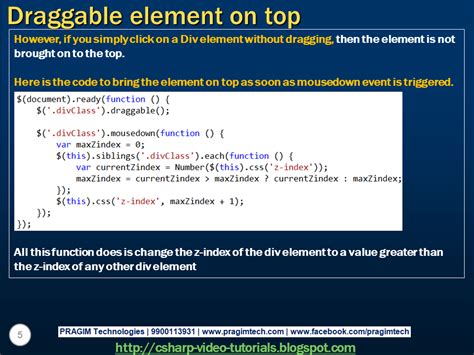 Sql Server Net And C Video Tutorial Draggable Element On Top