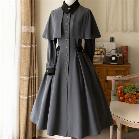 Mist Witch Classical Coat Dress And Short Cape（dark Gray）