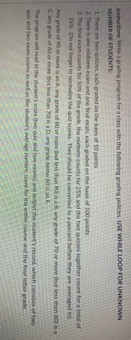 Solved Instructions Write A Grading Program For A Class