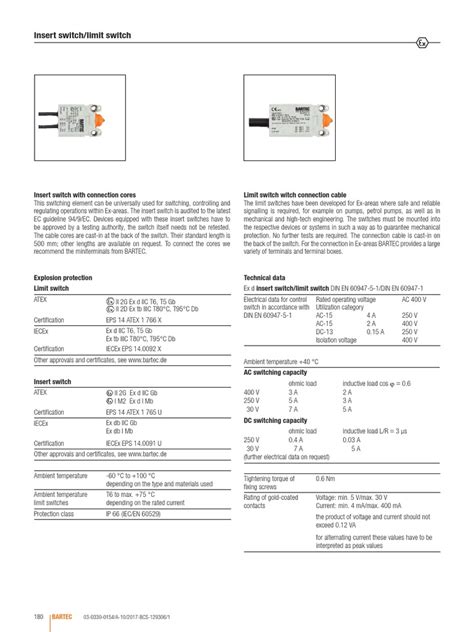 Bartec Limit Switch Pdf Switch Alternating Current