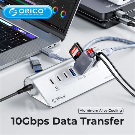ORICO Aluminum Powered Gbps HUB PD W Charger USB Type USB C Card Reader Splitter With Power