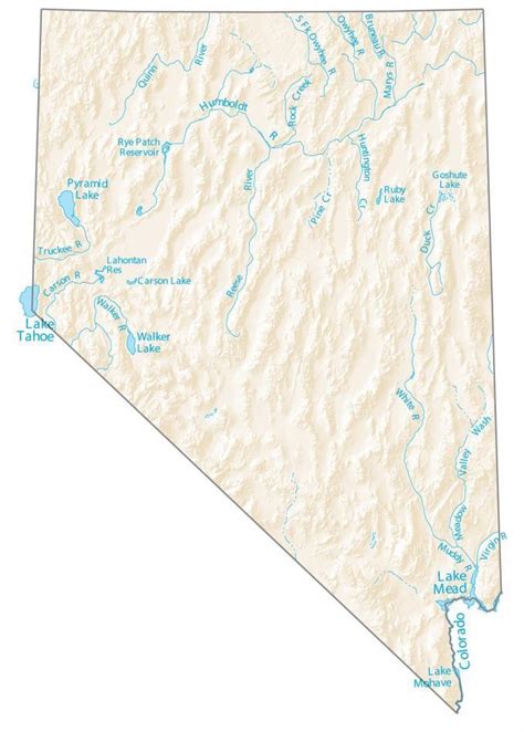 Nevada Lakes And Rivers Map Gis Geography