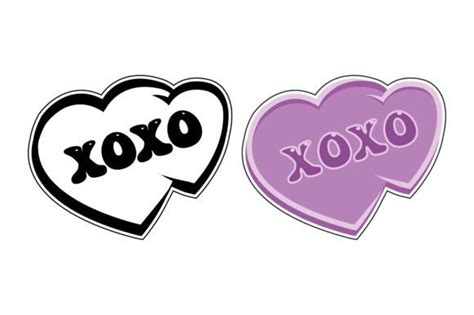 XOXO Candy Heart Sticker Craft Design Graphic By Selim Gdb Creative Fabrica