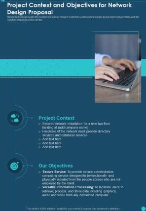 Project Context And Objectives For Network Design Proposal One Pager