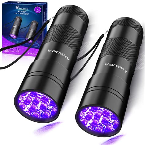 Buy Black Light Uv Light Flashlight Vansky 395nm 12 Led 2 Pack Ultraviolet Blacklight