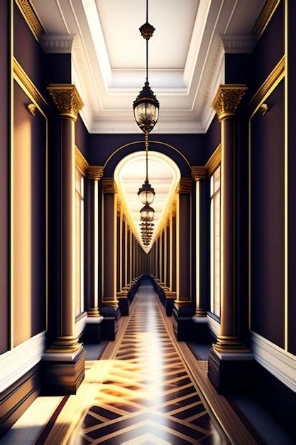 Premium Ai Image Long Gallery Corridor Built In Classical Style