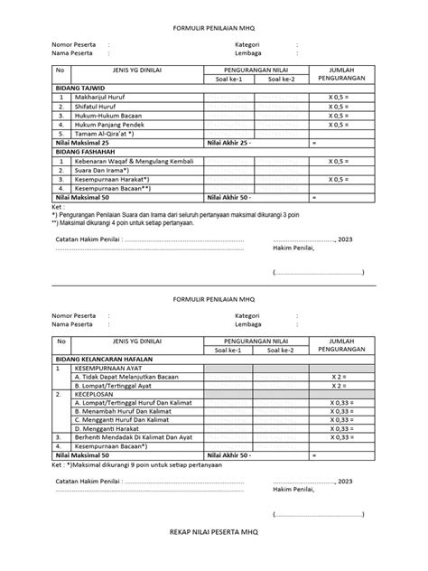 Blangko Mhq Sederhana 1 Pdf