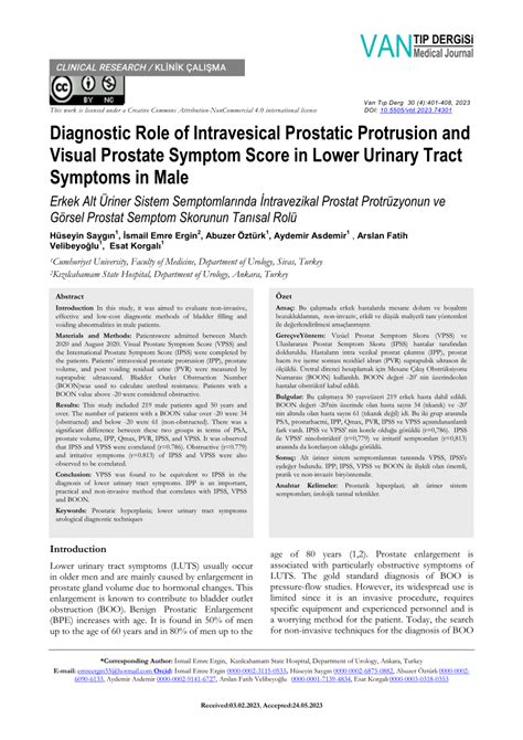 Pdf Diagnostic Role Of Intravesical Prostatic Protrusion And Visual