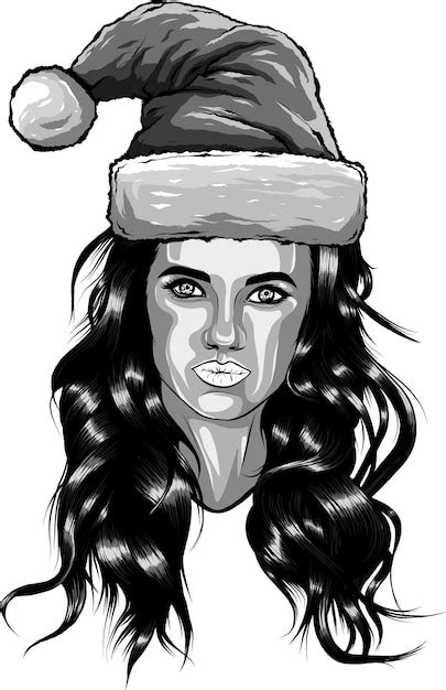 Premium Vector Sexy Santa Girl Outline Vector Image Beautiful Woman