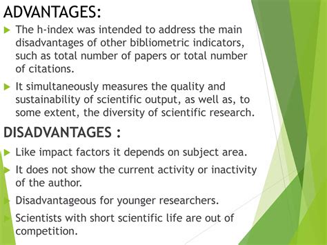 research metrics h index pptx science