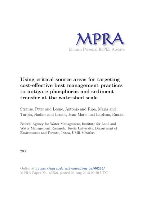 pdf using critical source areas for targeting cost effective best