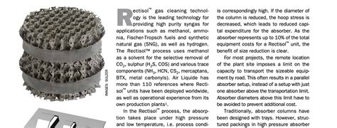 Rectisol ™ Column Design With Structures Packings Air Liquide