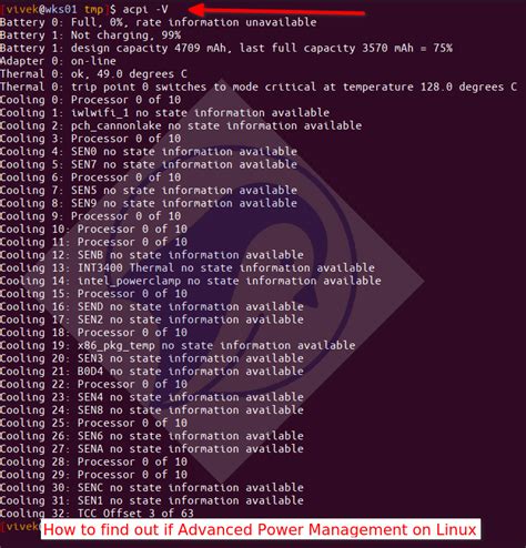 how to find out if advanced power management on linux nixcraft