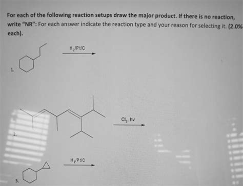 solved for each of the following reaction setups draw the