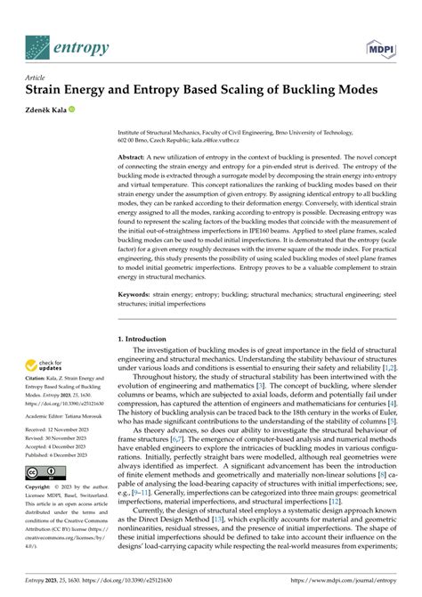 Pdf Strain Energy And Entropy Based Scaling Of Buckling Modes