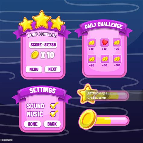 Vector Game Template Gui Kit Interface Log In Page Elements High Res Vector Graphic Getty Images